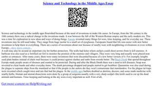 Science And Technology In The Middle Ages Essay | PDF