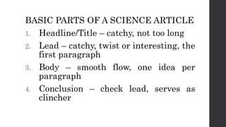 SCIENCE AND TECHNOLOGY WRITING FOR SCHOOL PRESS .pptx