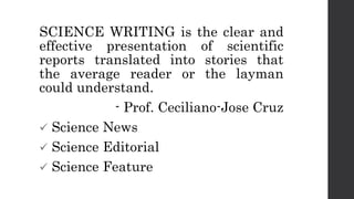 SCIENCE AND TECHNOLOGY WRITING FOR SCHOOL PRESS .pptx