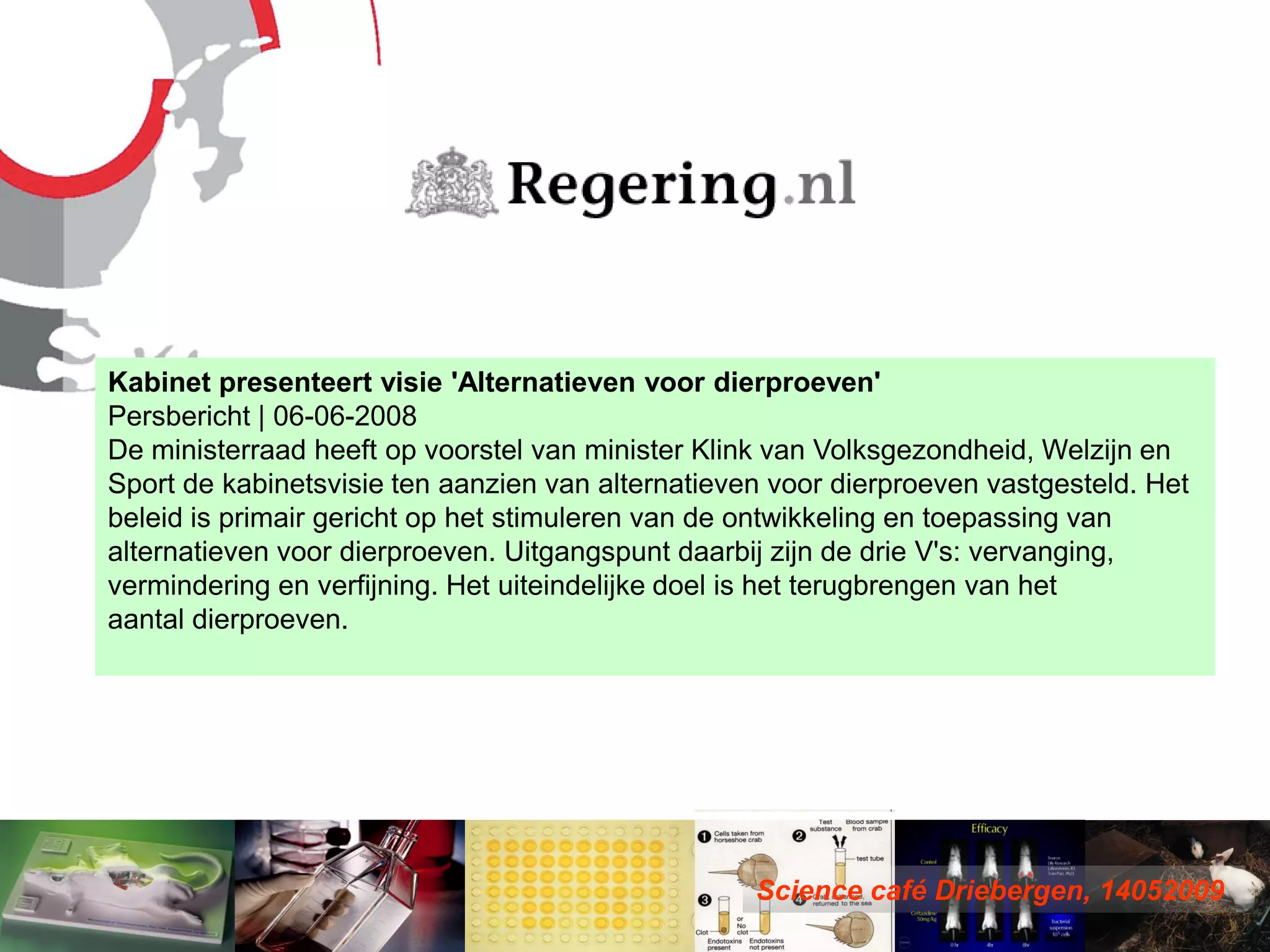 Dierproeven en alternatieven voor dierproeven | PPT