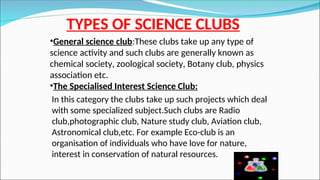 Science club contribution activity and aim | PPT