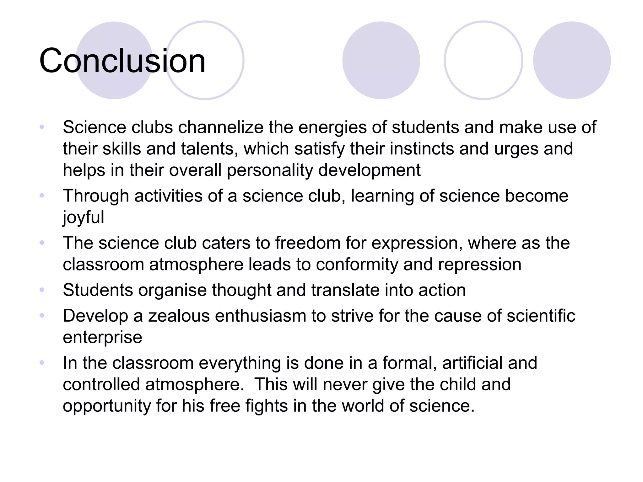 Science club in schools | PPTX