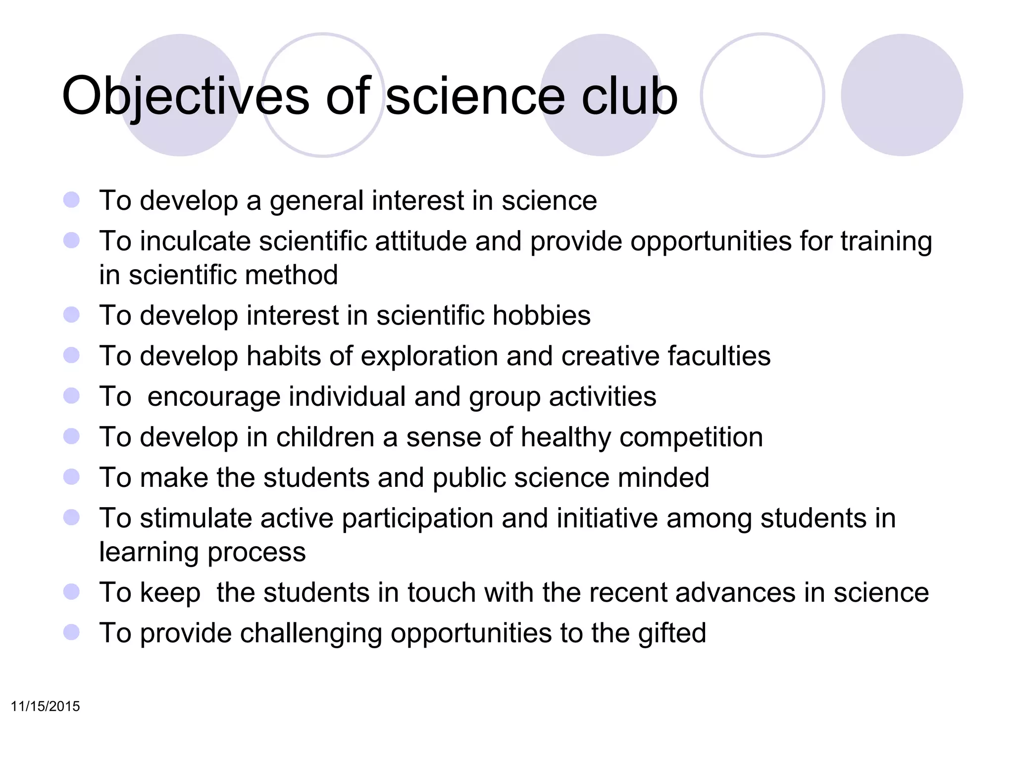 Science club in schools | PPTX