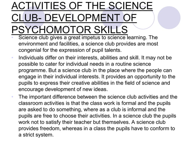 Science club in schools | PPTX | Homework and Study | Education