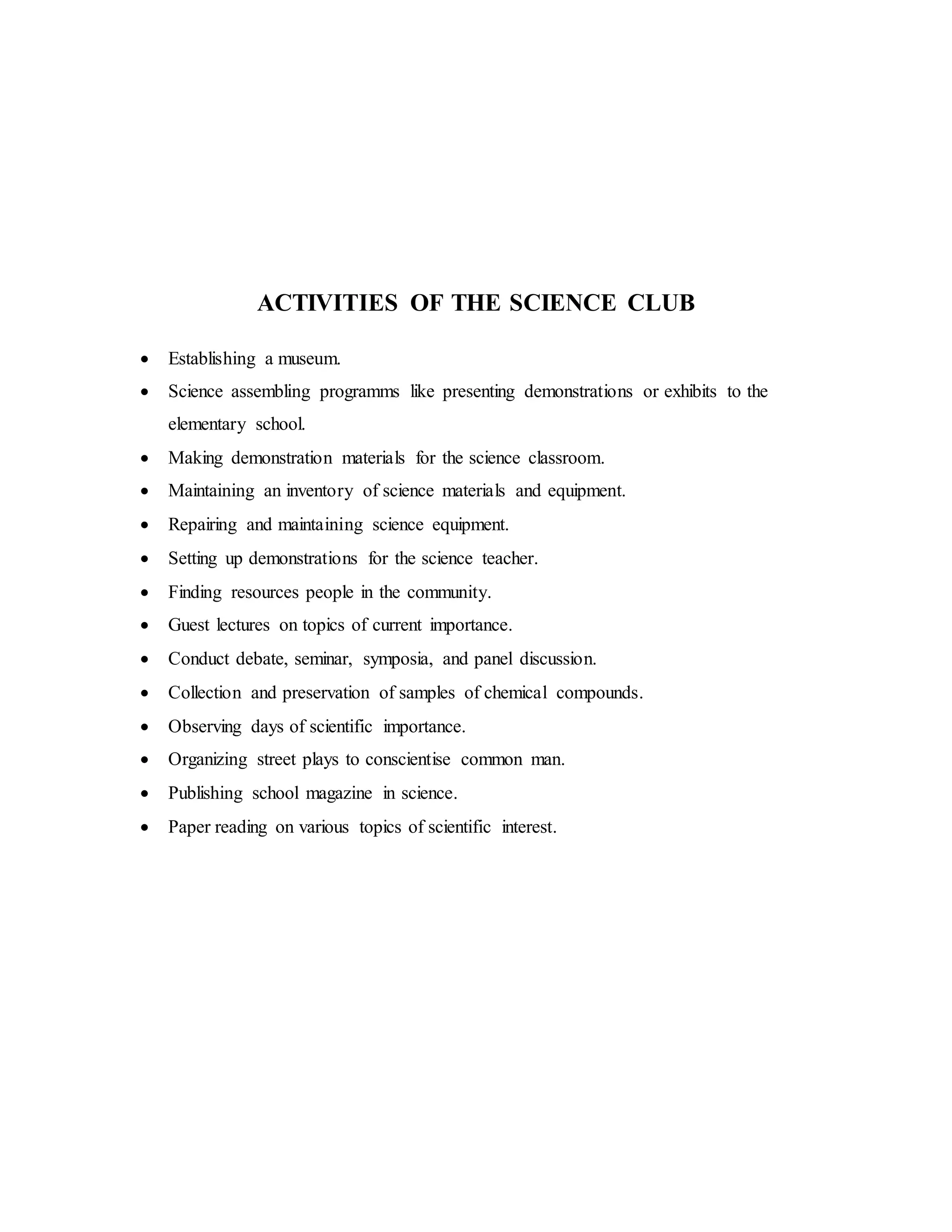 Science club project | DOCX