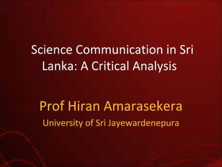 Science Communication in Sri Lanka: A Critical Analysis | PPT
