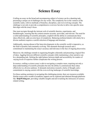 Science Essay. East Arkansas Community College | PDF