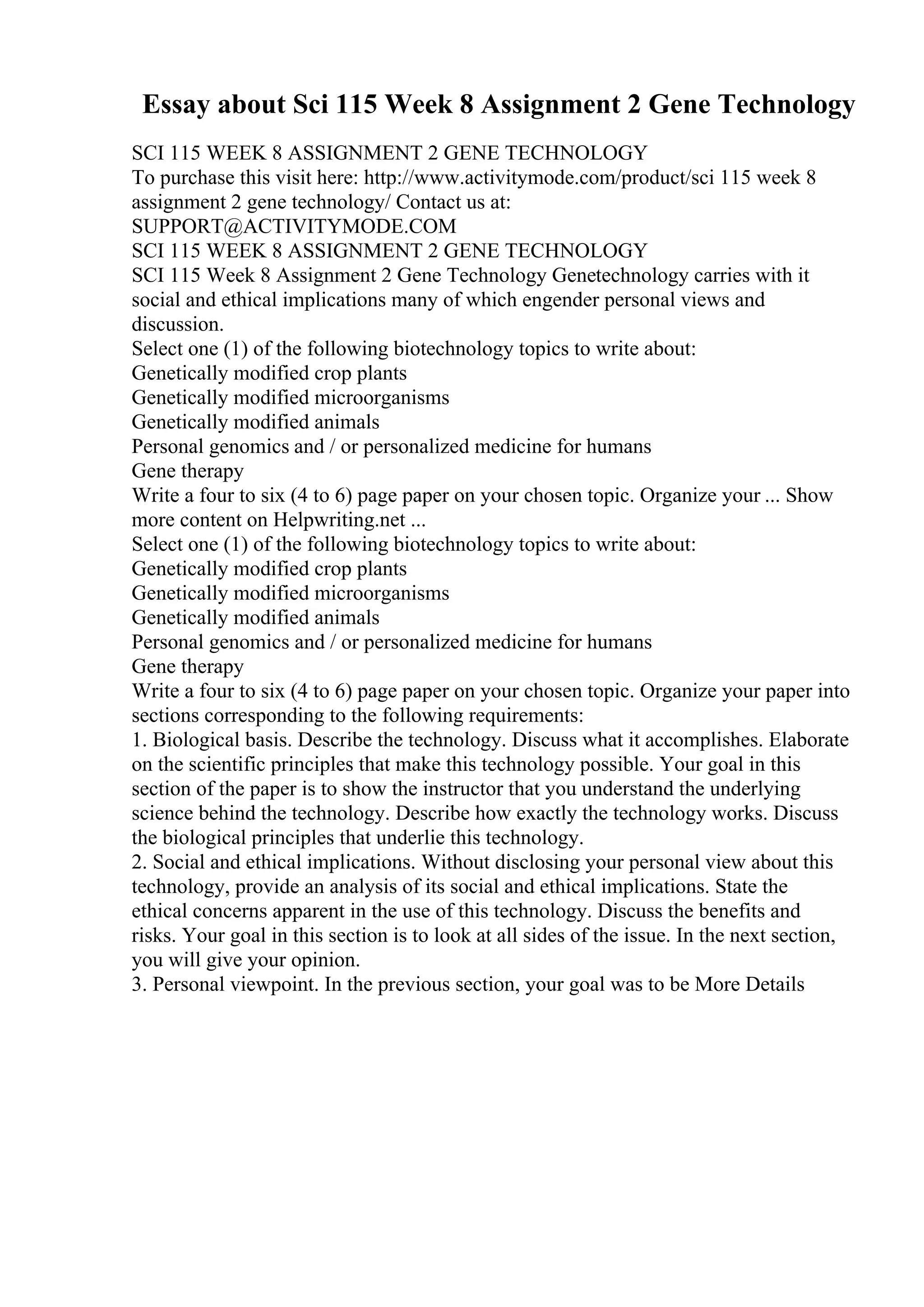 Science Essay Examples | PDF