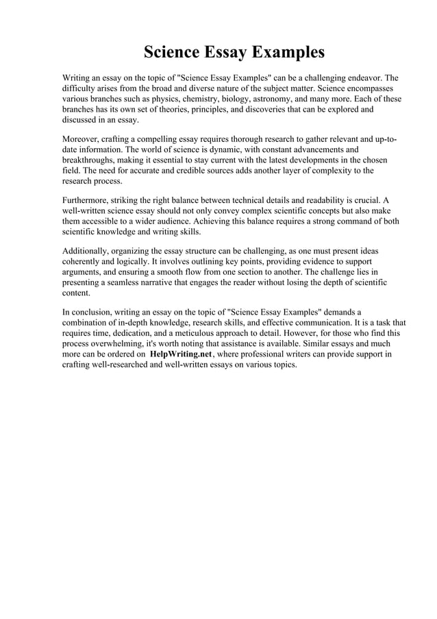 Science Essay Examples | PDF