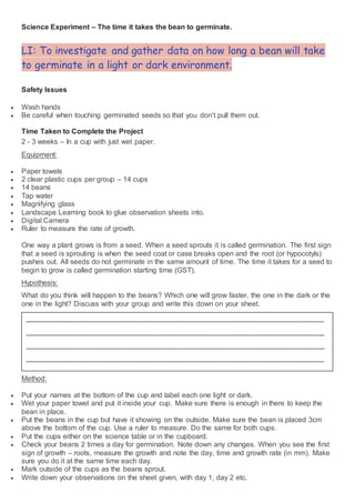 Science experiment germination process | DOCX