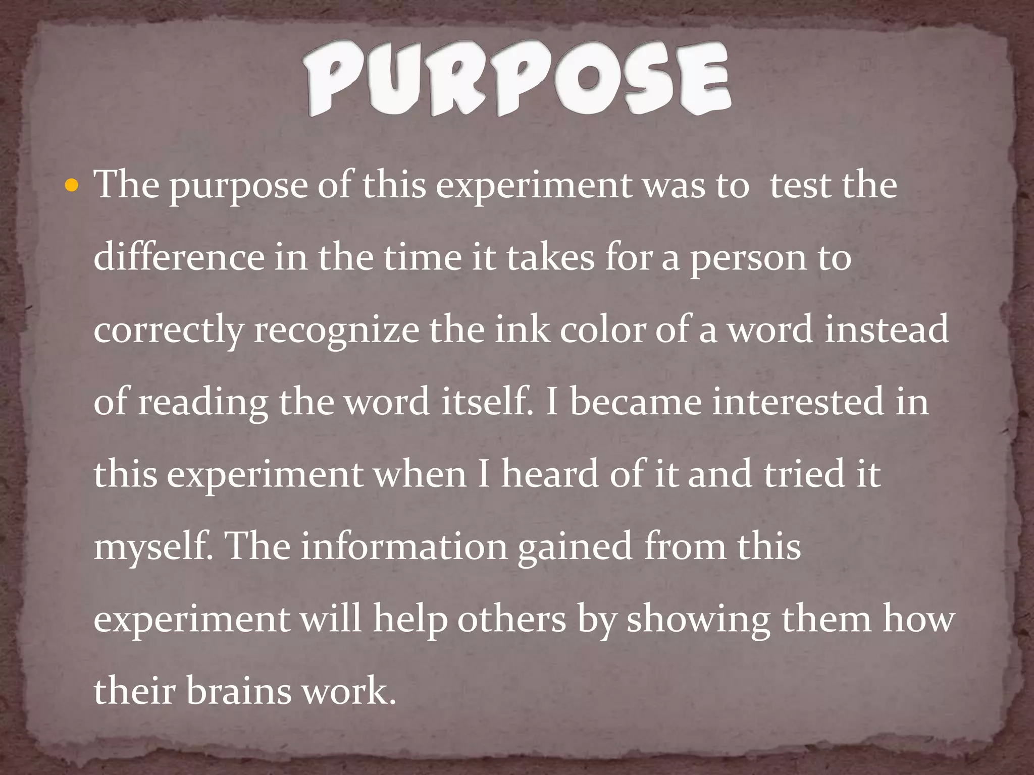 Science Fair - Stroop Effect | PPTX