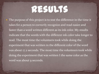 Science Fair - Stroop Effect | PPTX