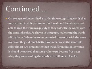 Science Fair - Stroop Effect | PPTX