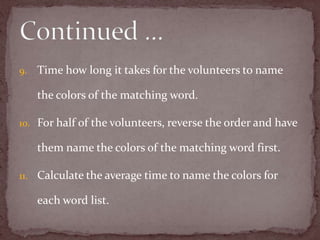 Science Fair - Stroop Effect | PPTX