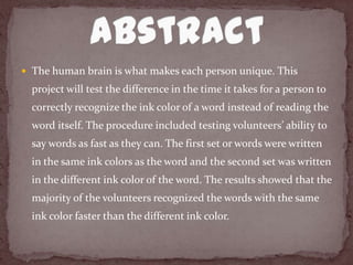 Science Fair - Stroop Effect | PPTX