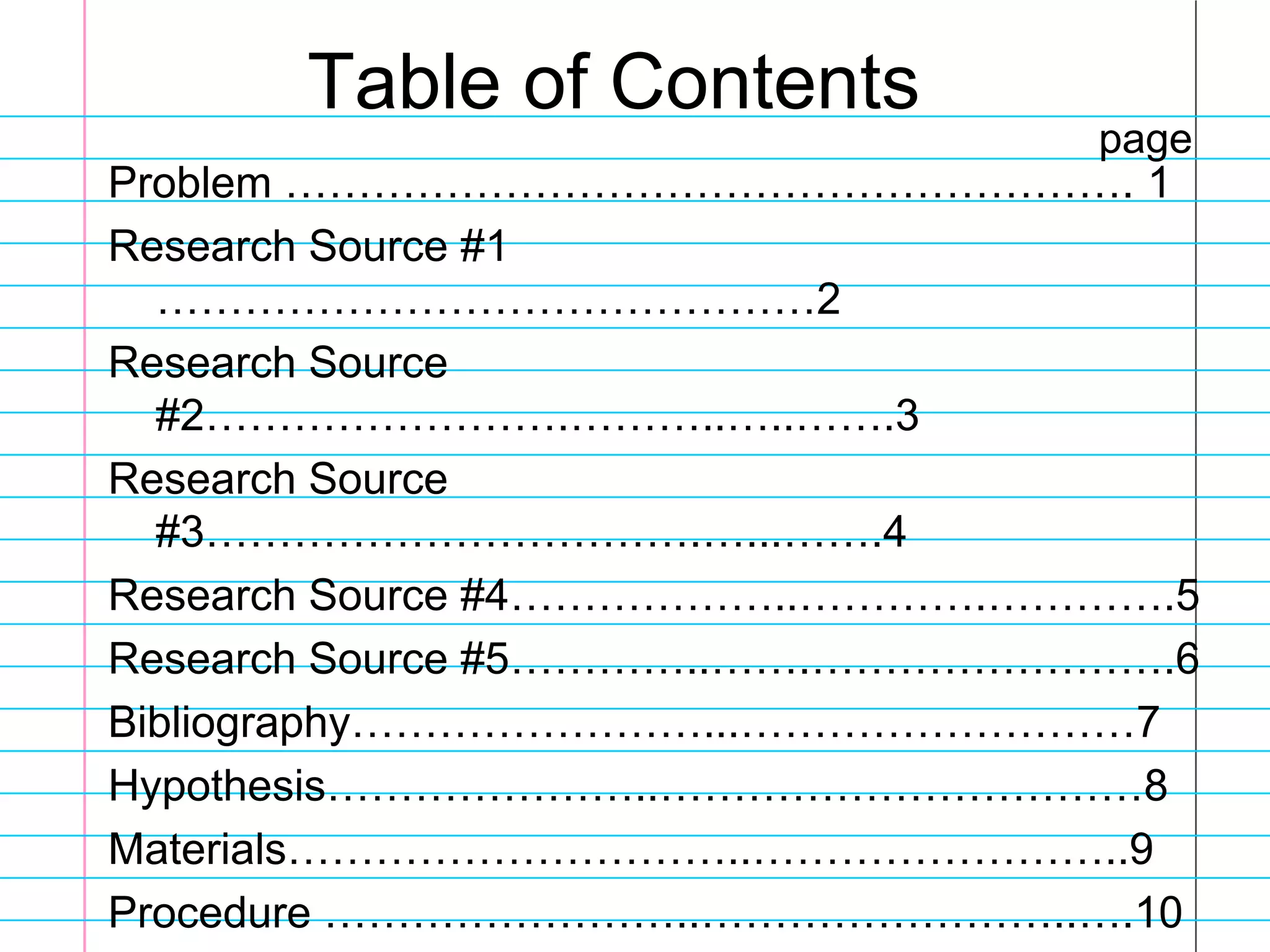 Science fair example notebook | PPTX