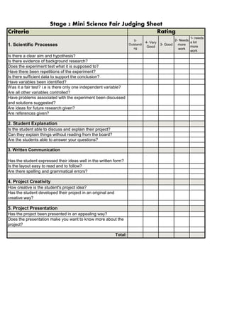 Science fair judging sheet | PDF