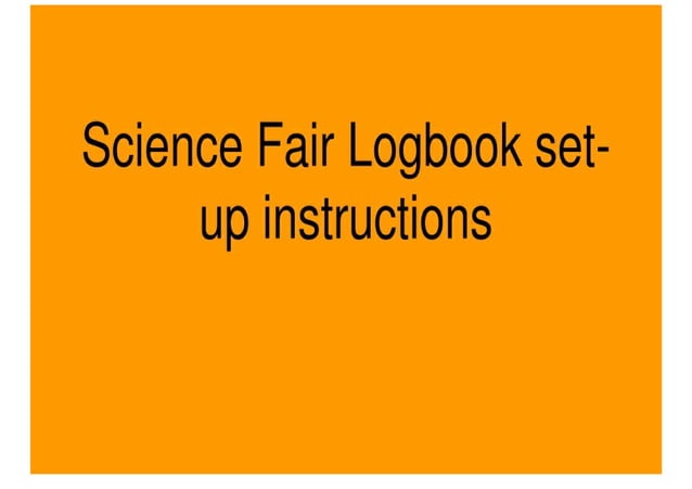 Science Fair Logbook Set-Up Instructions | PDF