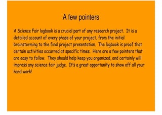 Science Fair Logbook Set-Up Instructions | PDF