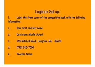 Science Fair Logbook Set-Up Instructions | PDF