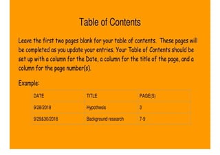 Science Fair Logbook Set-Up Instructions | PDF