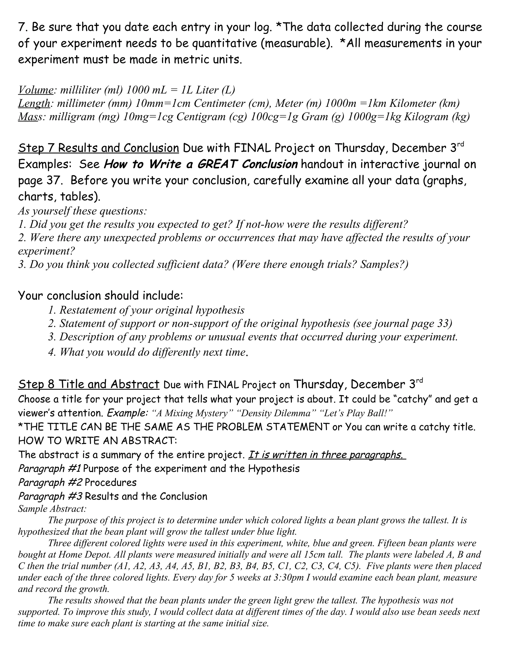 Science fair packet | DOC