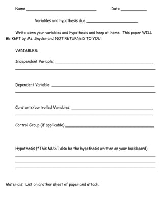 Science fair packet | DOC