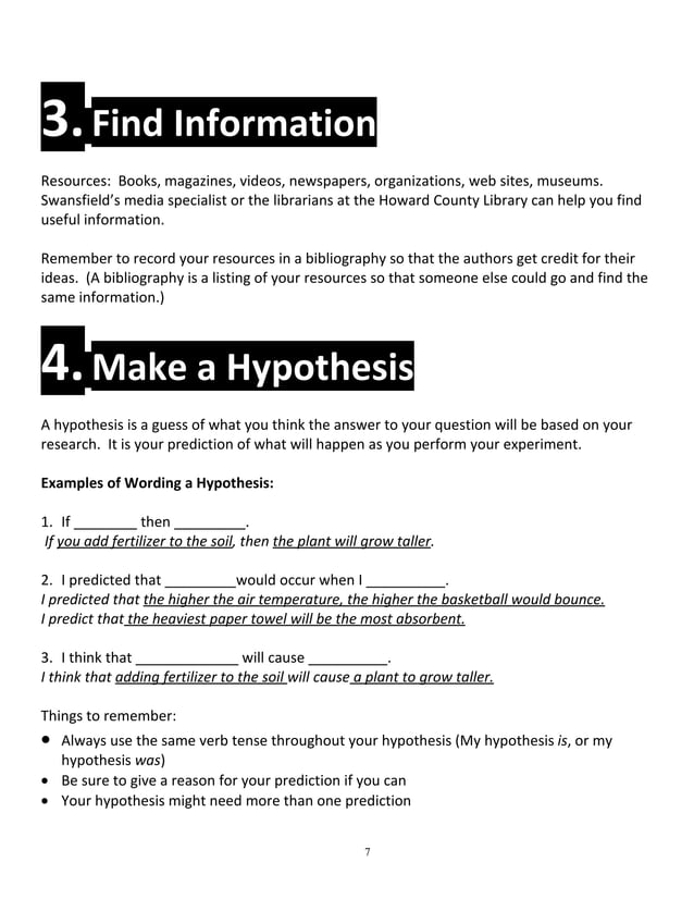 Swansfield Science Fair Packet | PDF