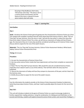 Science fiction or science fact unit | DOCX