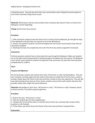 Science fiction or science fact unit | DOCX