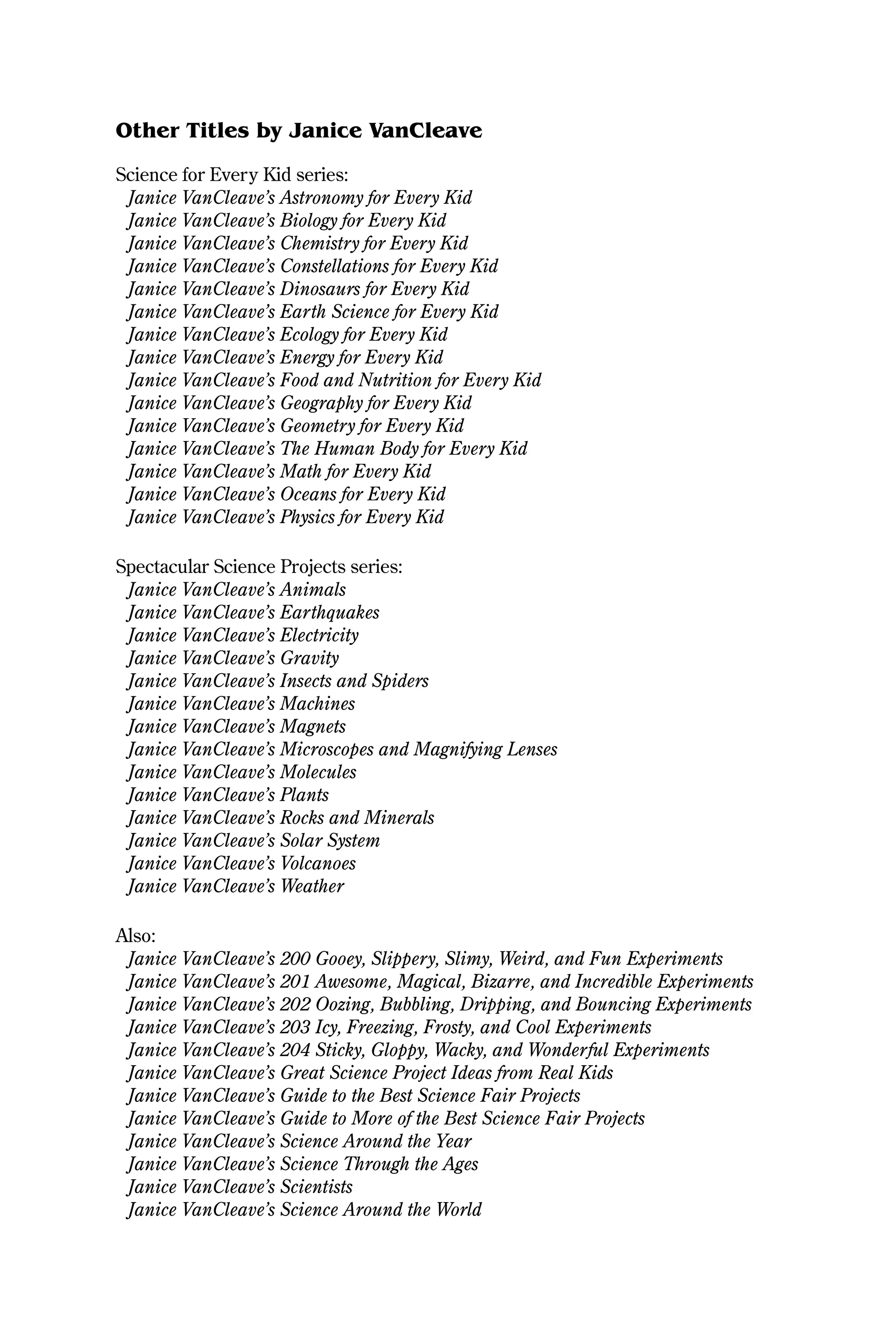 (Science for every kid series) janice van cleave janice vancleave's ...