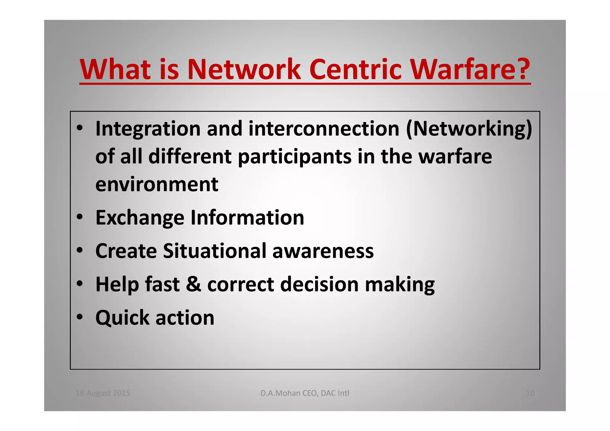 Network Centric Warfare - An Introduction | PDF
