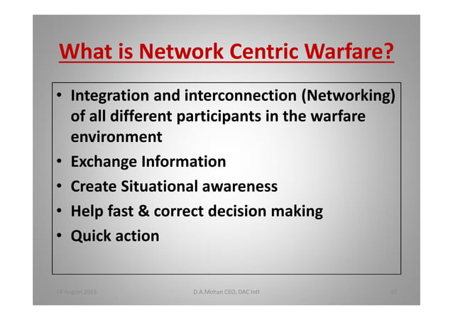 Network Centric Warfare - An Introduction | PDF
