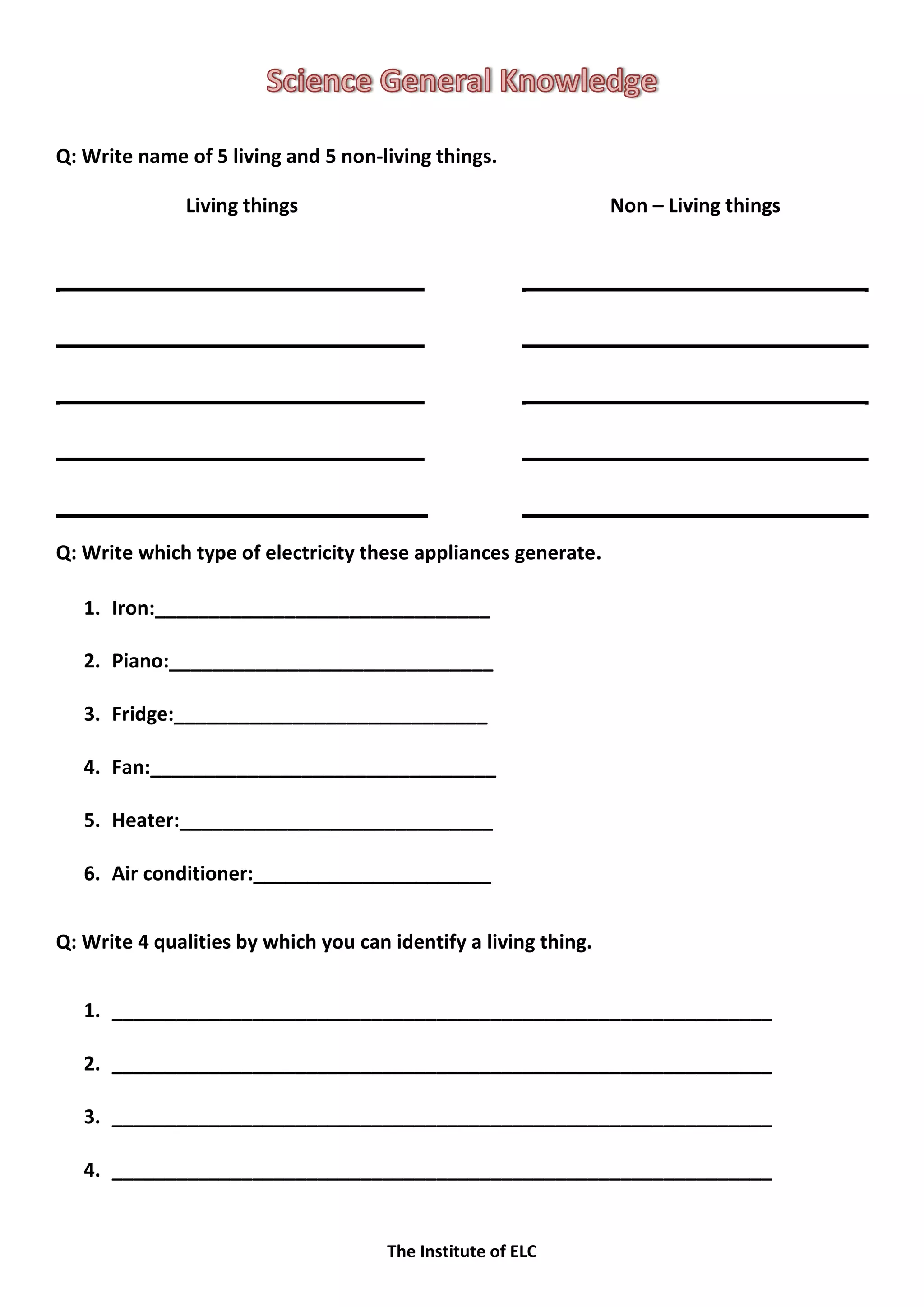 Science general knowledge | PDF