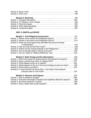 Science grade 7 Module- Table of Contents | DOCX