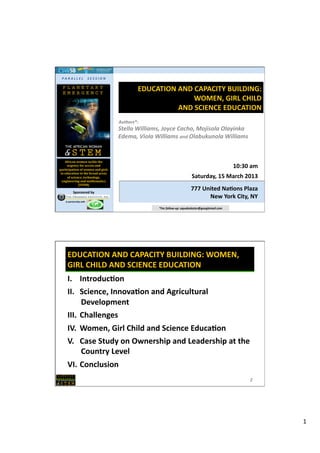 Science+Innovation+Education+Girlchild+Women Leaders CSW58 UN Women ...