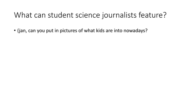 Science journalism workshop | PPTX