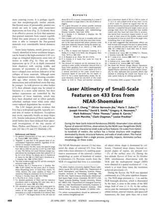 Science laser altimetry of small scale features on 433 eros from near ...