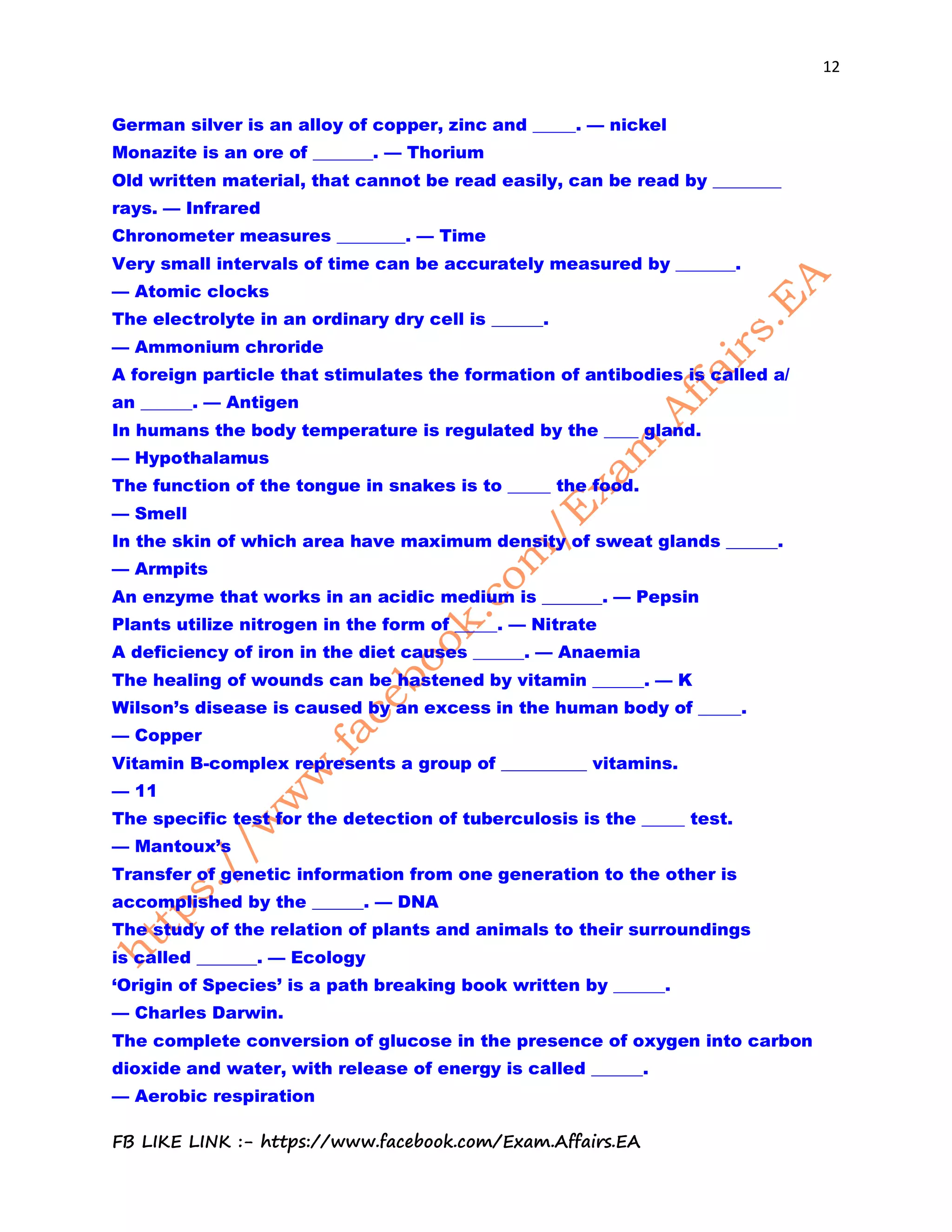 Science one liners | PDF