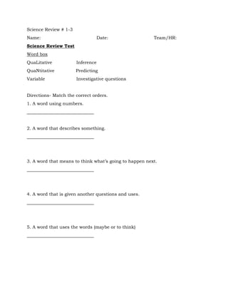 Science packet grade 4 science ijear willis room 112 with study sheets ...