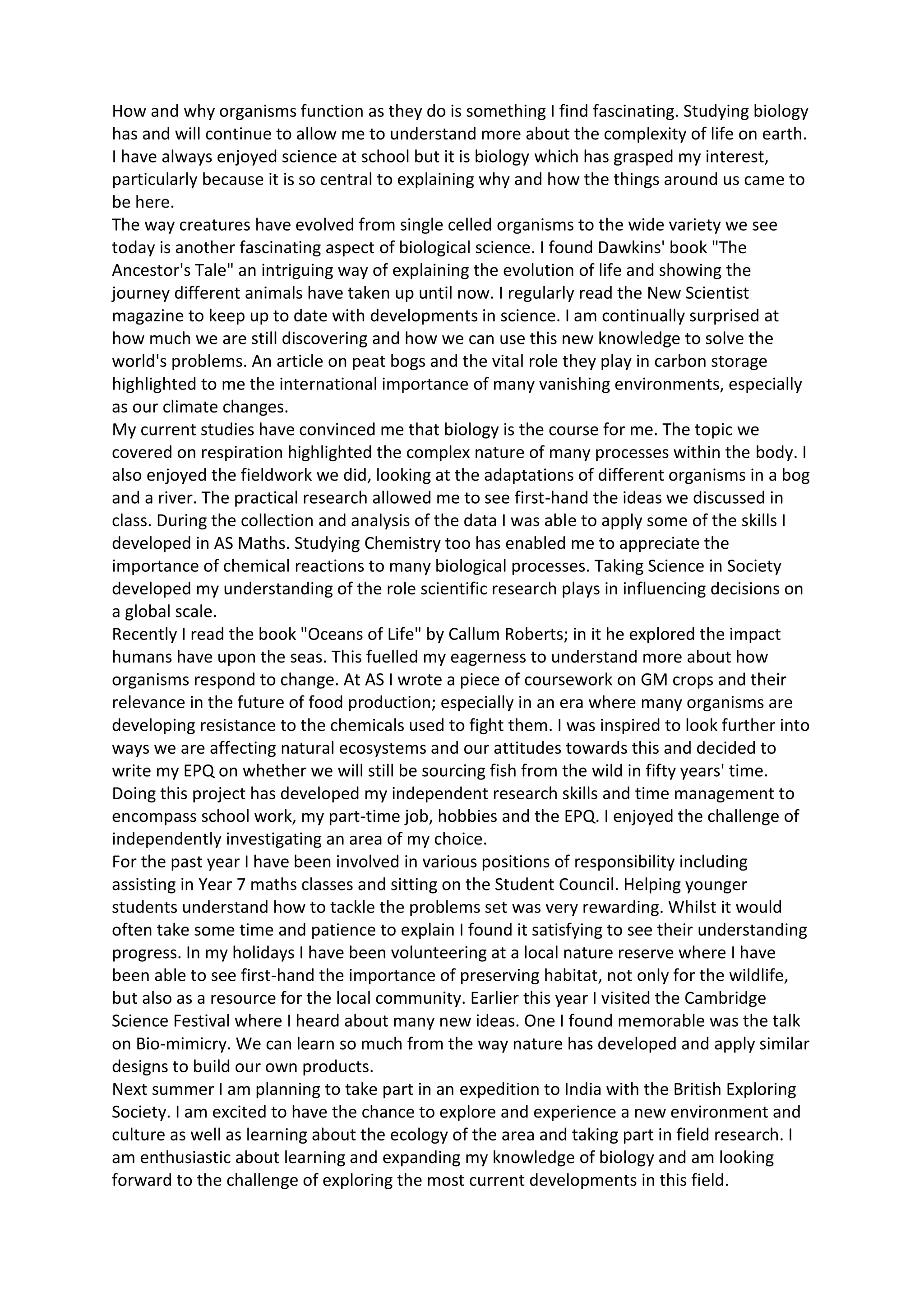 Science personal statement | PDF