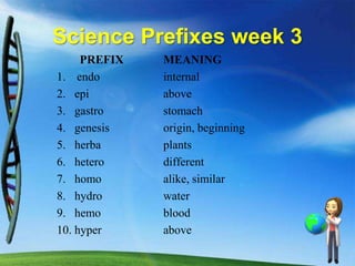 Science prefixes week | PPTX | Biological Sciences | Science