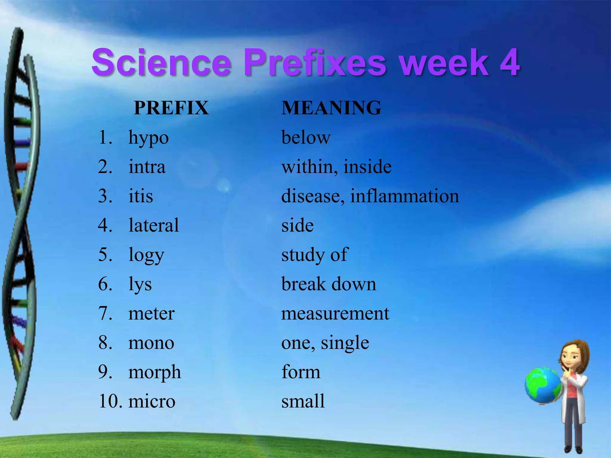 Science prefixes week 1 | PPTX | Biological Sciences | Science