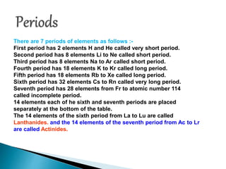 Science presentation on periodic classification of elements | PPTX
