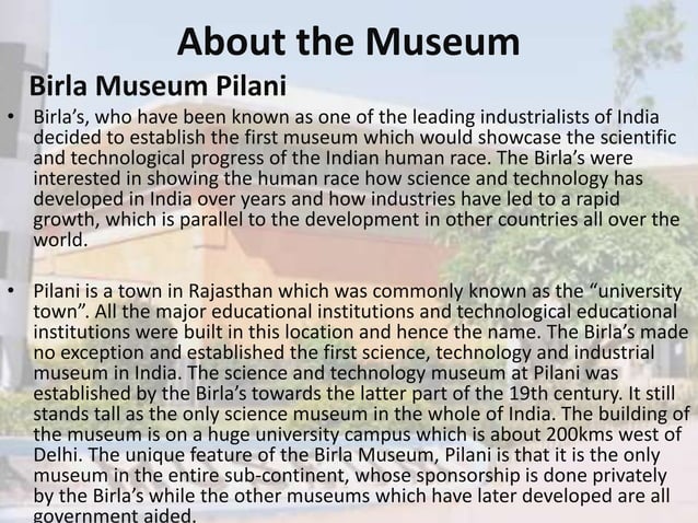 birla science museum pilani | PPTX | Museums & Galleries | Attractions