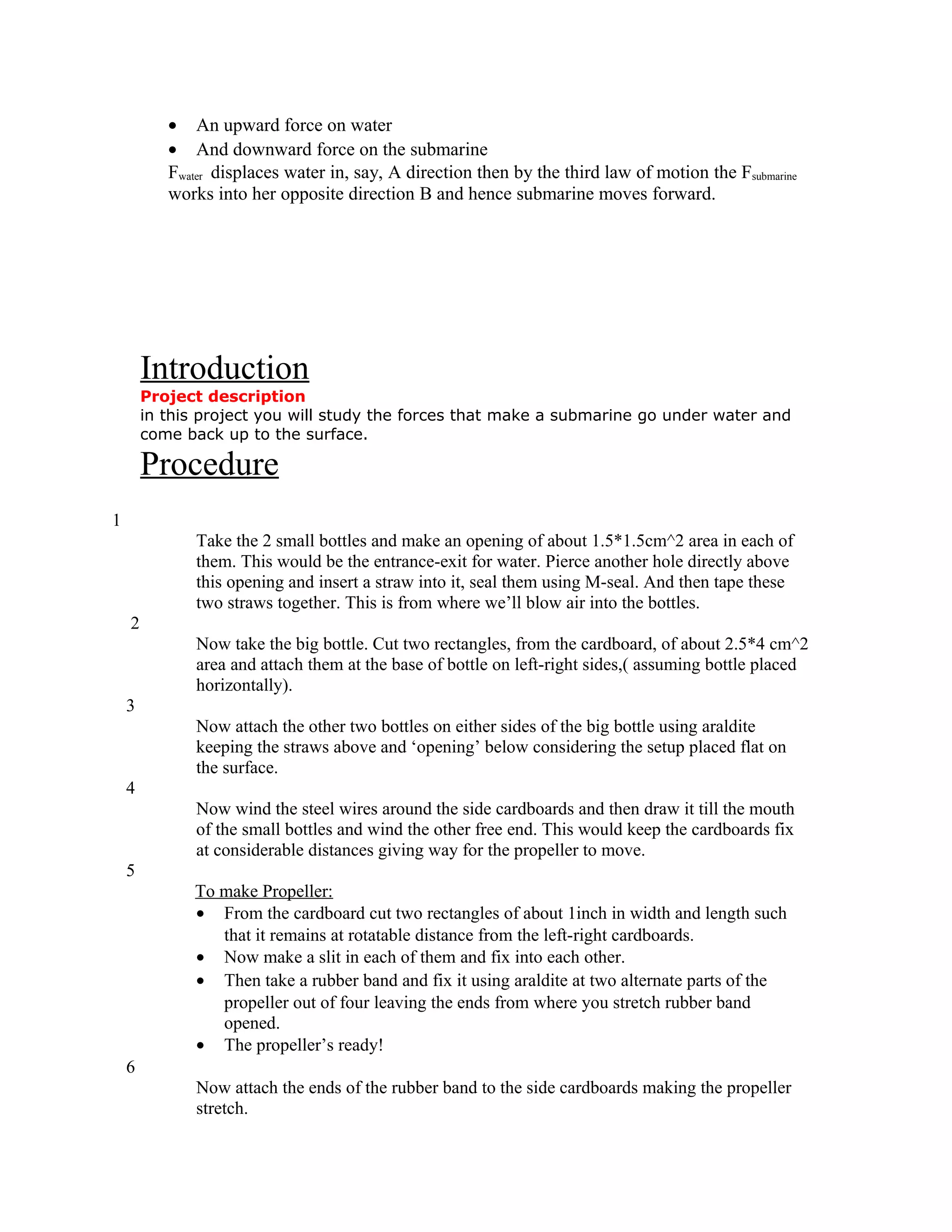 Science project submarine | DOC