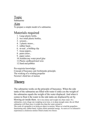 Homemade Submarine Science Project