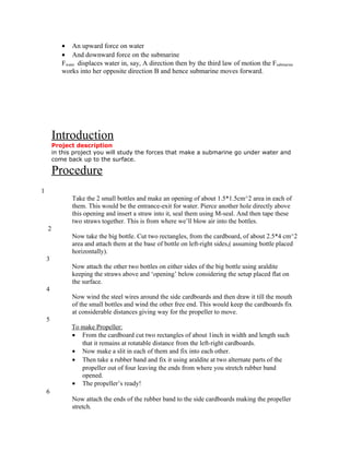 Homemade Submarine Science Project