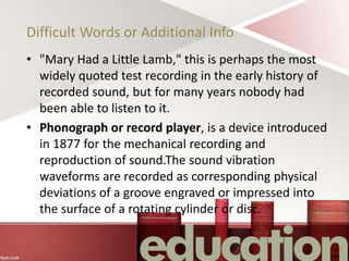 History of Sound & Light | PPTX
