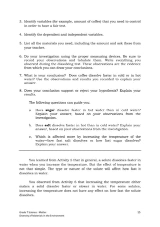 K TO 12 GRADE 7 LEARNING MATERIAL IN SCIENCE (Q1-Q2) | PDF